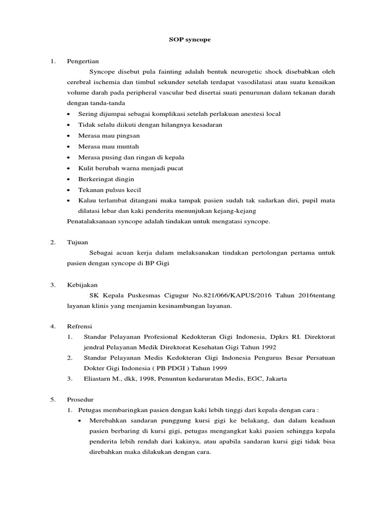 SOP Syncope | PDF