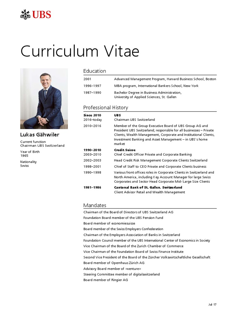 Template CV UBS | PDF | Ubs | Switzerland