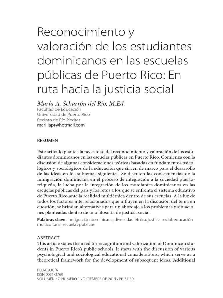 Reconocimiento Valoracion Estudiantes Dominicanos PDF | PDF ...