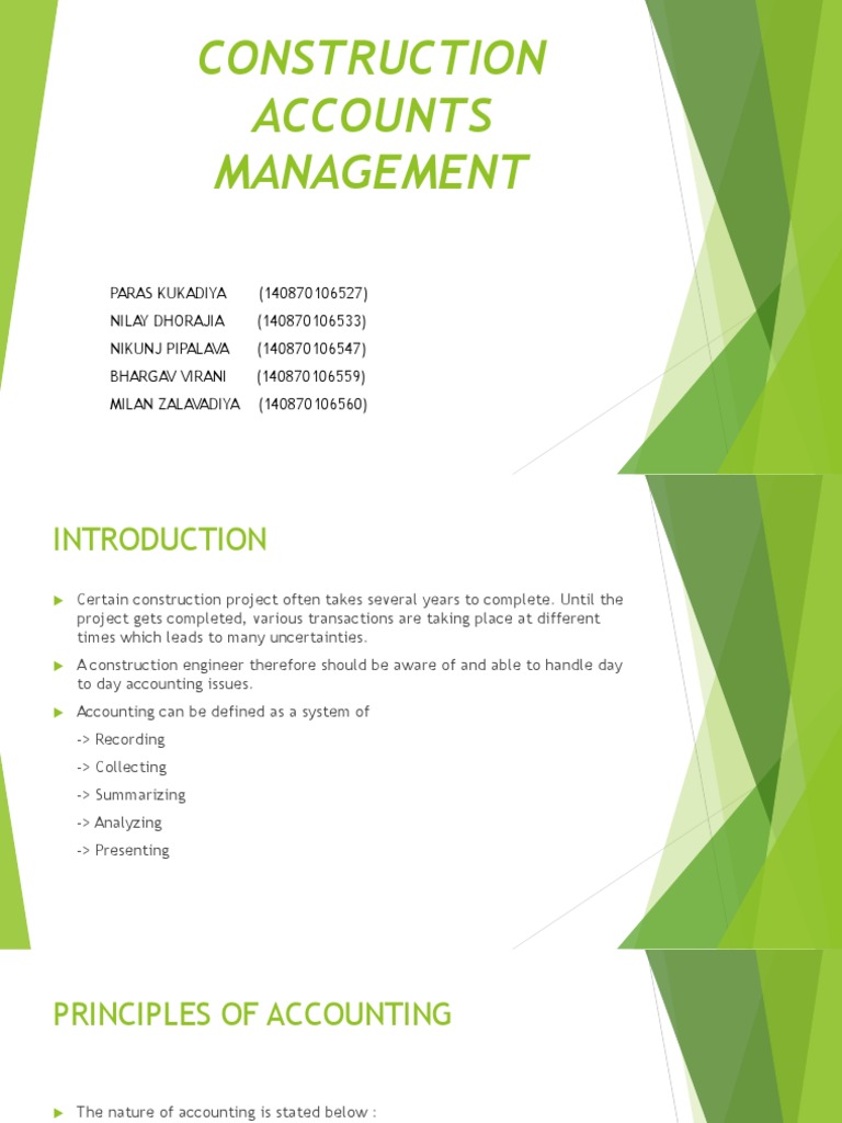 Construction Accounts Management | PDF | Debits And Credits | Revenue