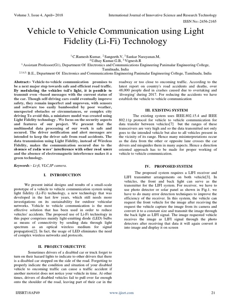 Li-Fi Vehicle Communication System | PDF | Amplifier | Telecommunication