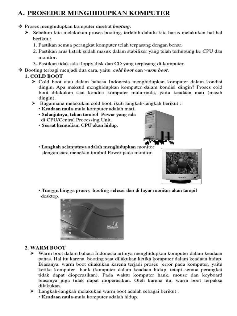Prosedur Menghidupkan Komputer | PDF
