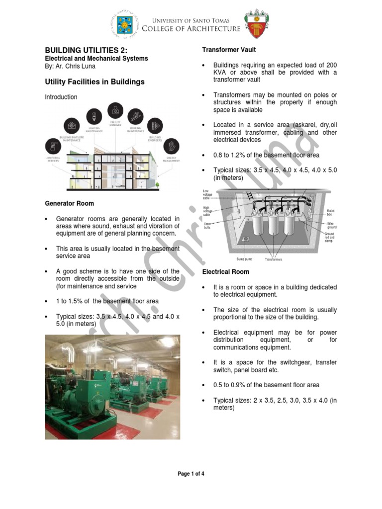 Utility Facilities in Buildings Handout | PDF | Basement ...