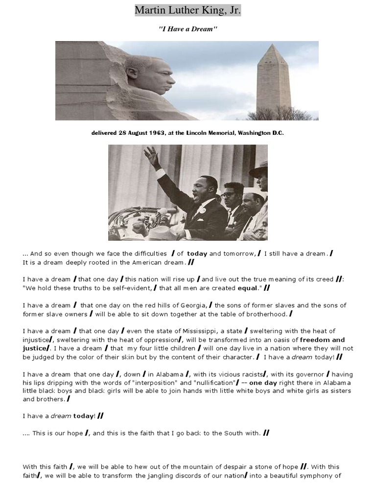 MLK's "I Have a Dream" Speech Analysis | PDF | Slavery | Religion And ...
