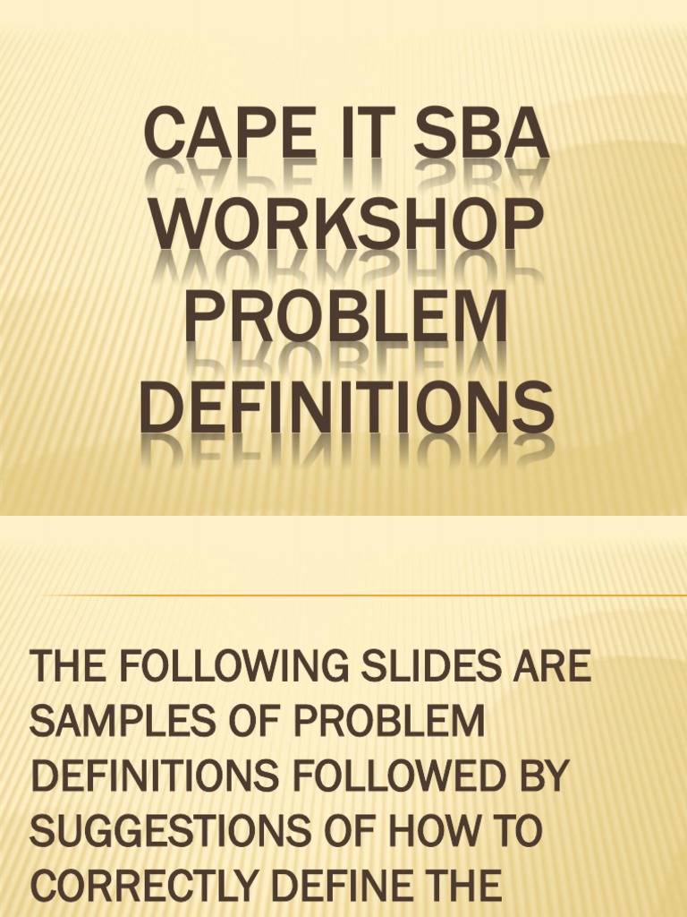 Cape It Sba Workshop Problem Definitions | PDF | Records Management ...