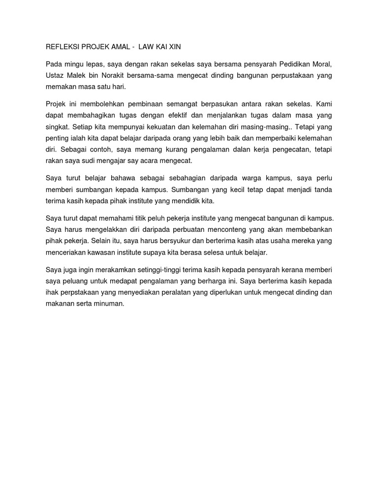 Refleksi Projek Amal | PDF