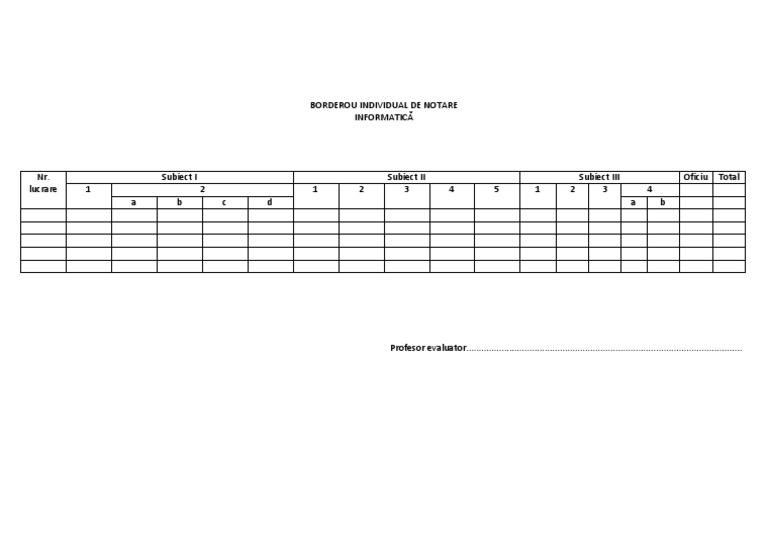 Borderou Individual de Notare | PDF