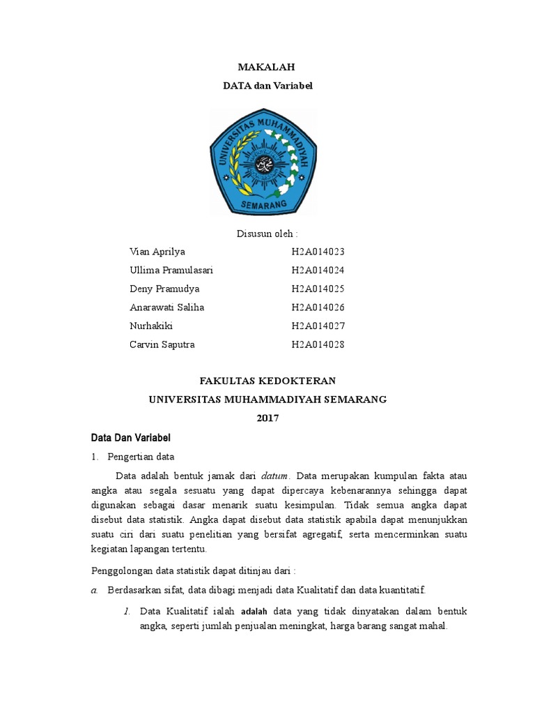 Pengertian Data dan Variabel Statistik | PDF