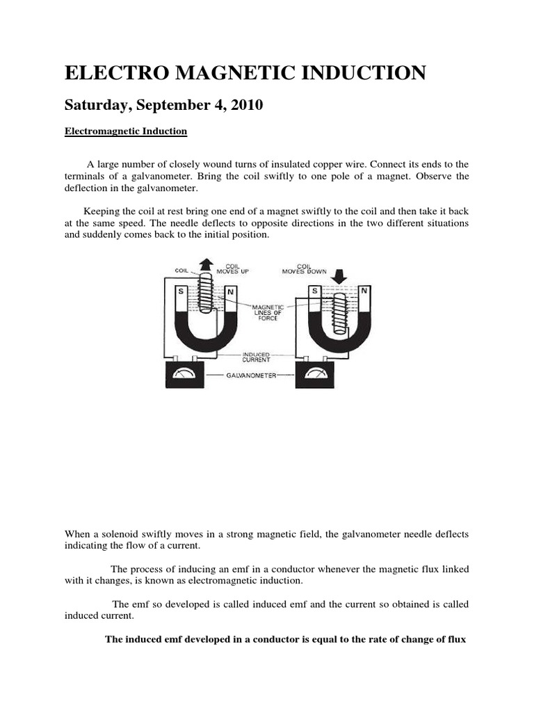 Electro Magnetic Induction Pdf Electromagnetic Induction Inductor