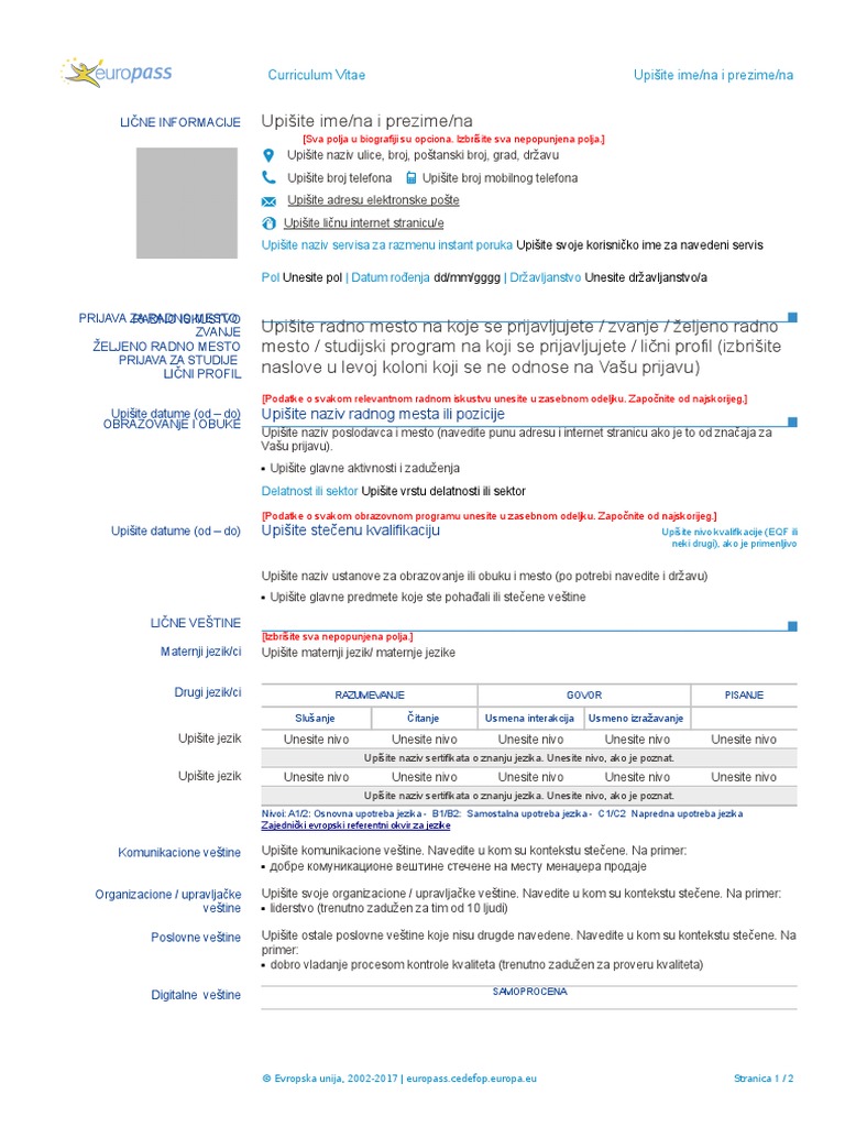 Ecv Template SR Lat | PDF