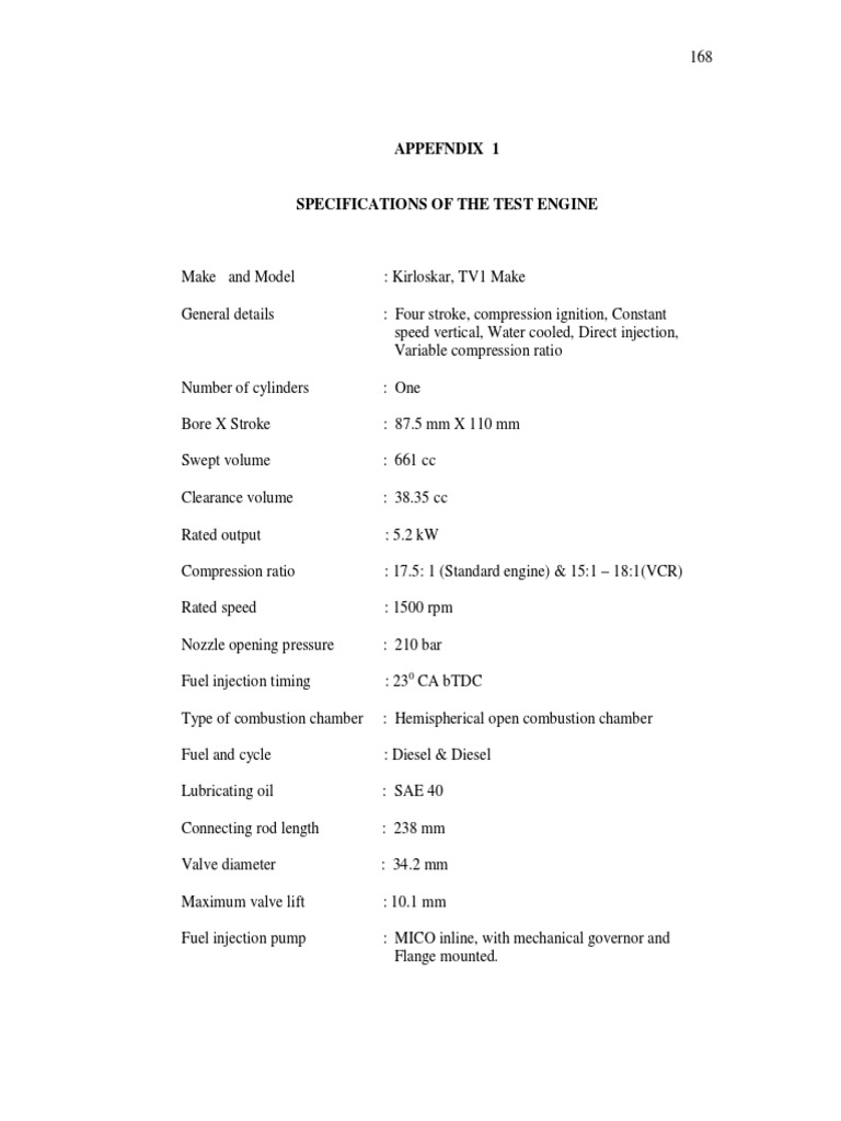 11 Appendix | PDF | Diesel Engine | Electrical Engineering