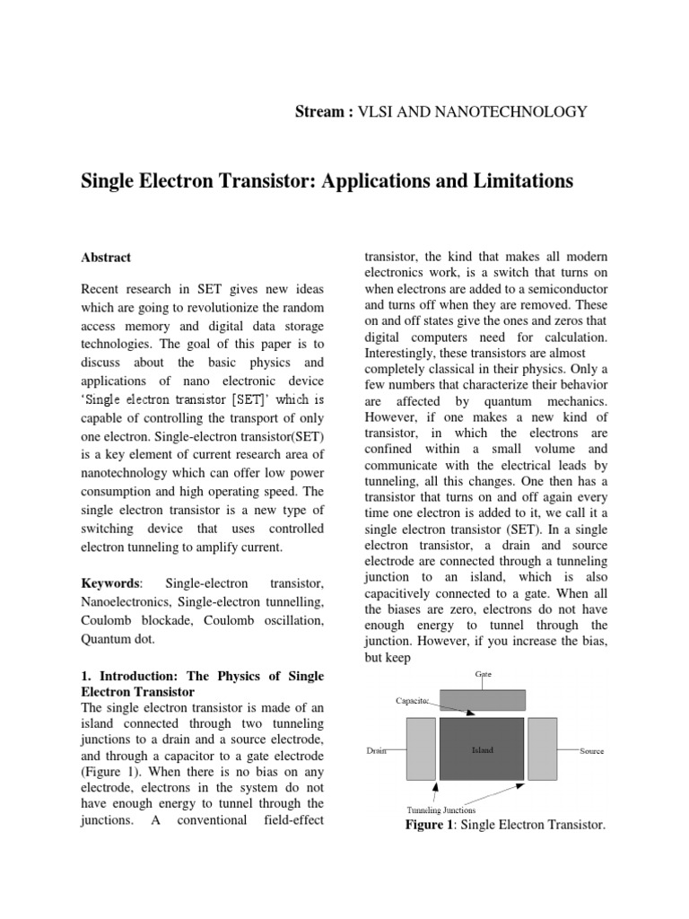 Single Electron Transistor Insights | PDF | Field Effect Transistor ...