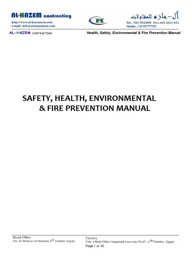 Safety and Fire Prevention Manual | PDF | Safety | Occupational Safety ...
