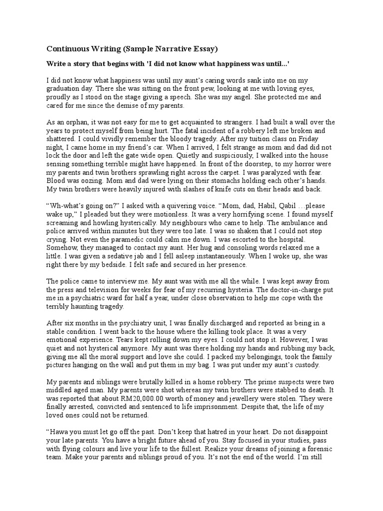 Continuous Writing Sample Essay | PDF