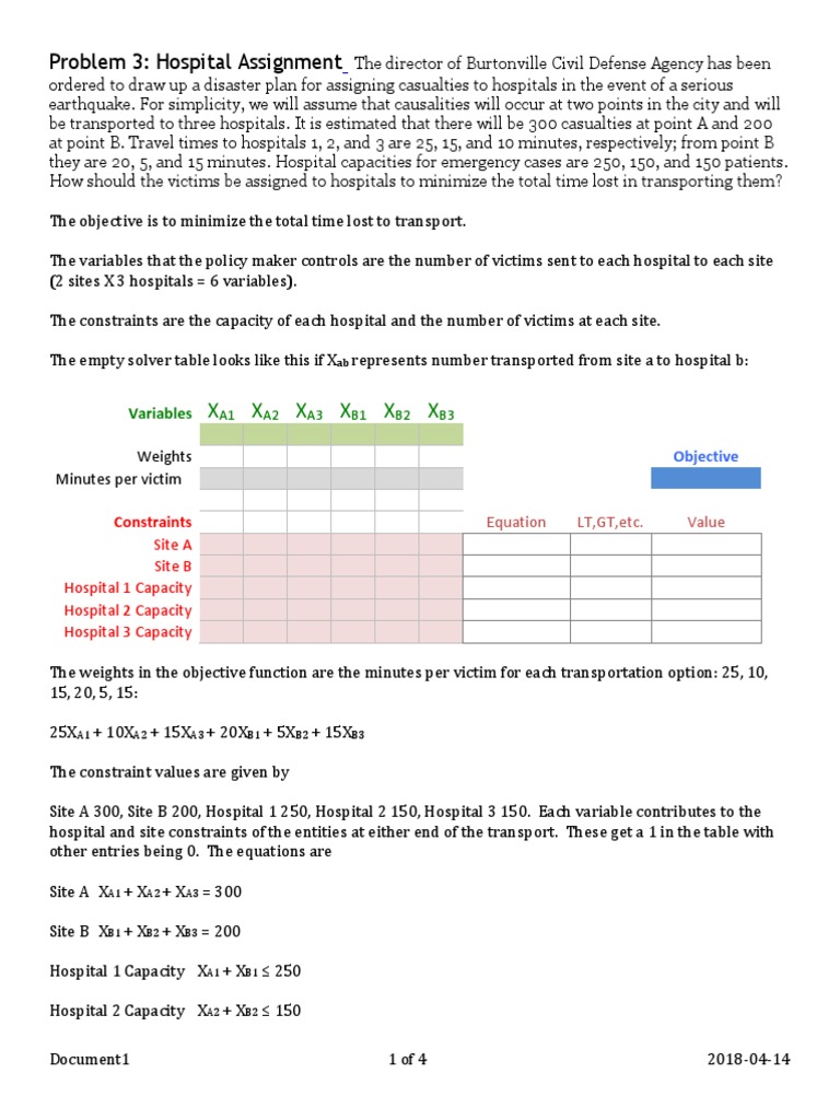 Hospital Exercise | PDF | Applied Mathematics | Teaching Mathematics