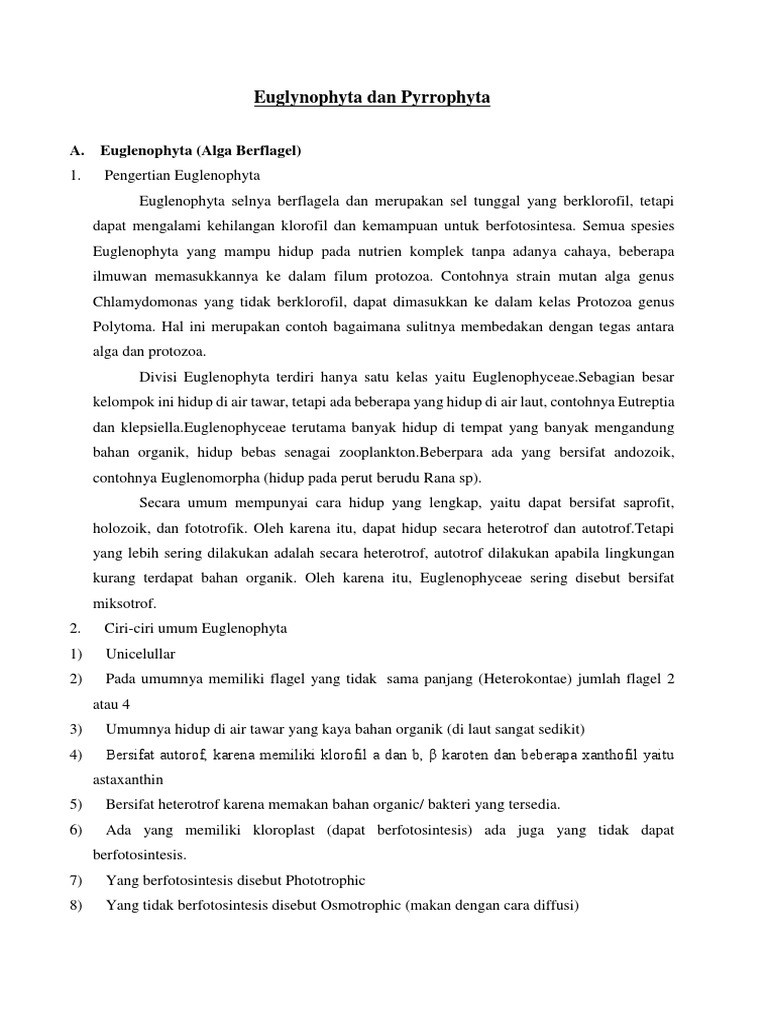Euglenophyta Dan Pyrophyta | PDF