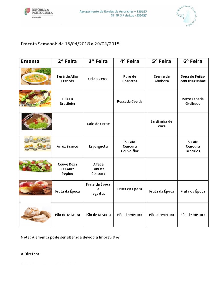 Modelo de Ementas | PDF | Caldo | Culinária europeia