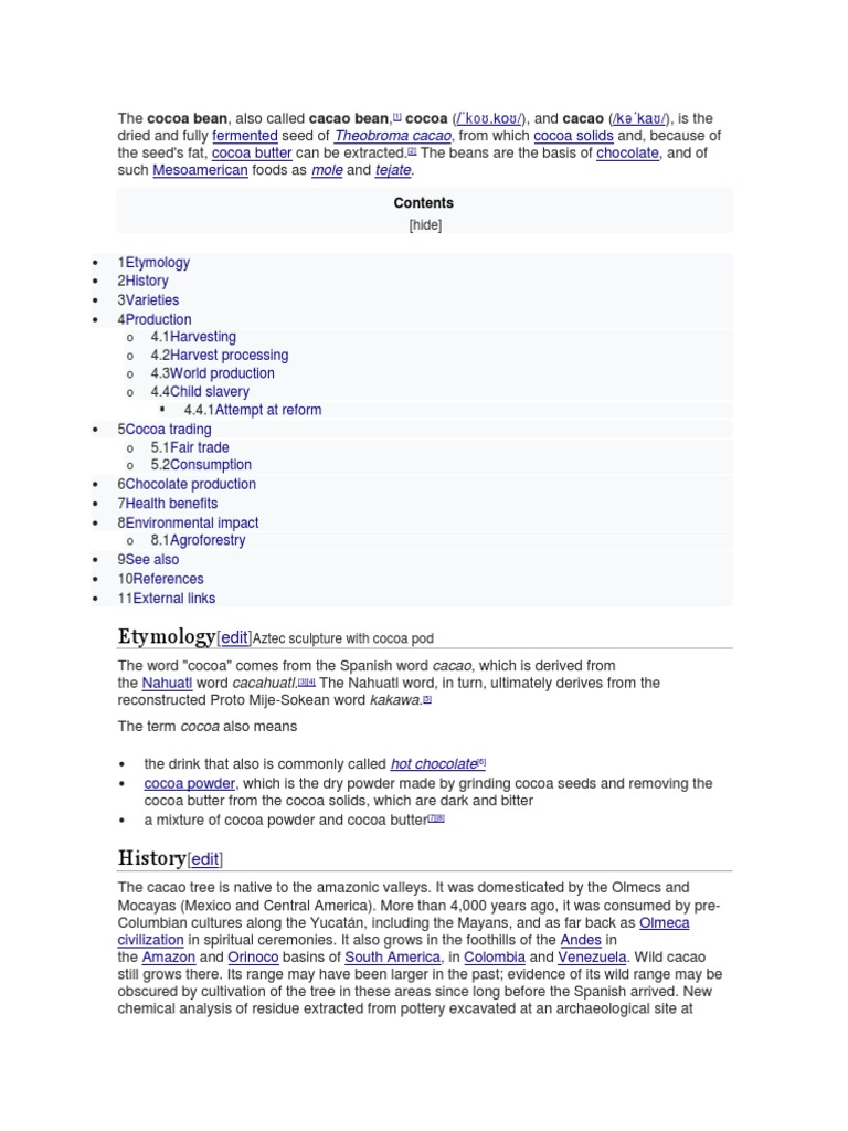 Etymology: Cocoa Bean Cacao Bean Cocoa Cacao | PDF | Cocoa Bean | Chocolate