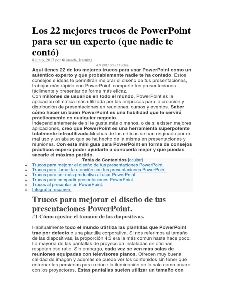 Trucos de PowerPoint para Ser Un Experto | PDF | Microsoft PowerPoint ...