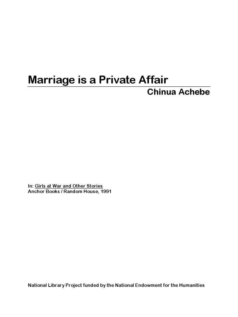Marriage Is A Private Affair PDF | PDF