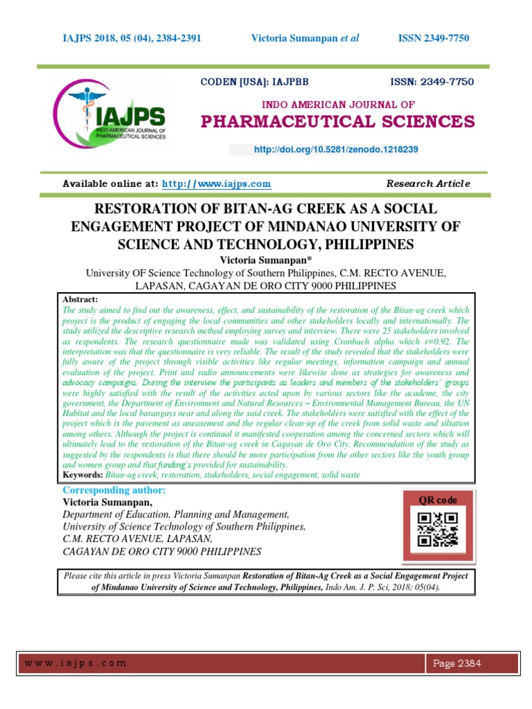 Restoration of Bitan-Ag Creek As A Social Engagement Project of ...