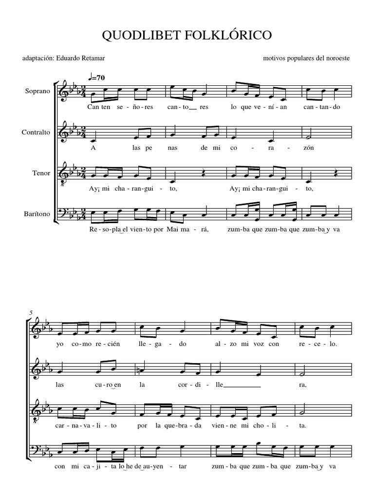 Quodlibet Folklórico | Música vocal | Canto | Prueba gratuita de 30 días | Scribd