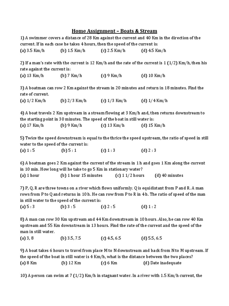Home Assignment - Boats & Stream | PDF | Speed | River