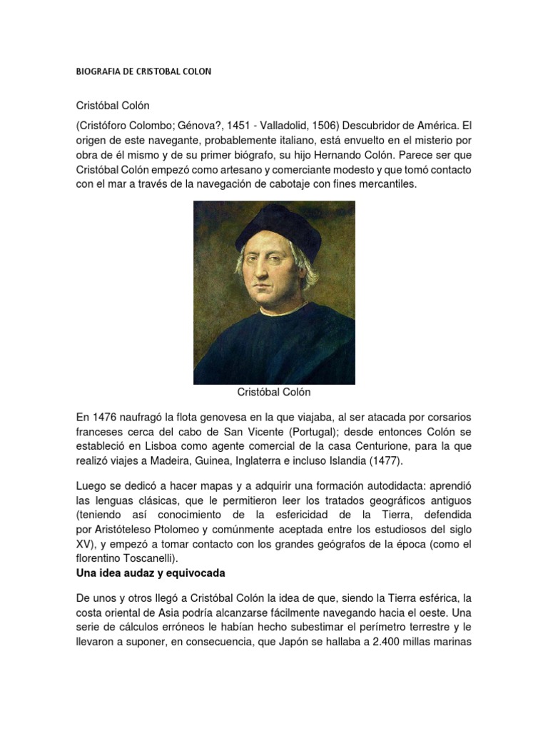 Biografia de Cristobal Colon