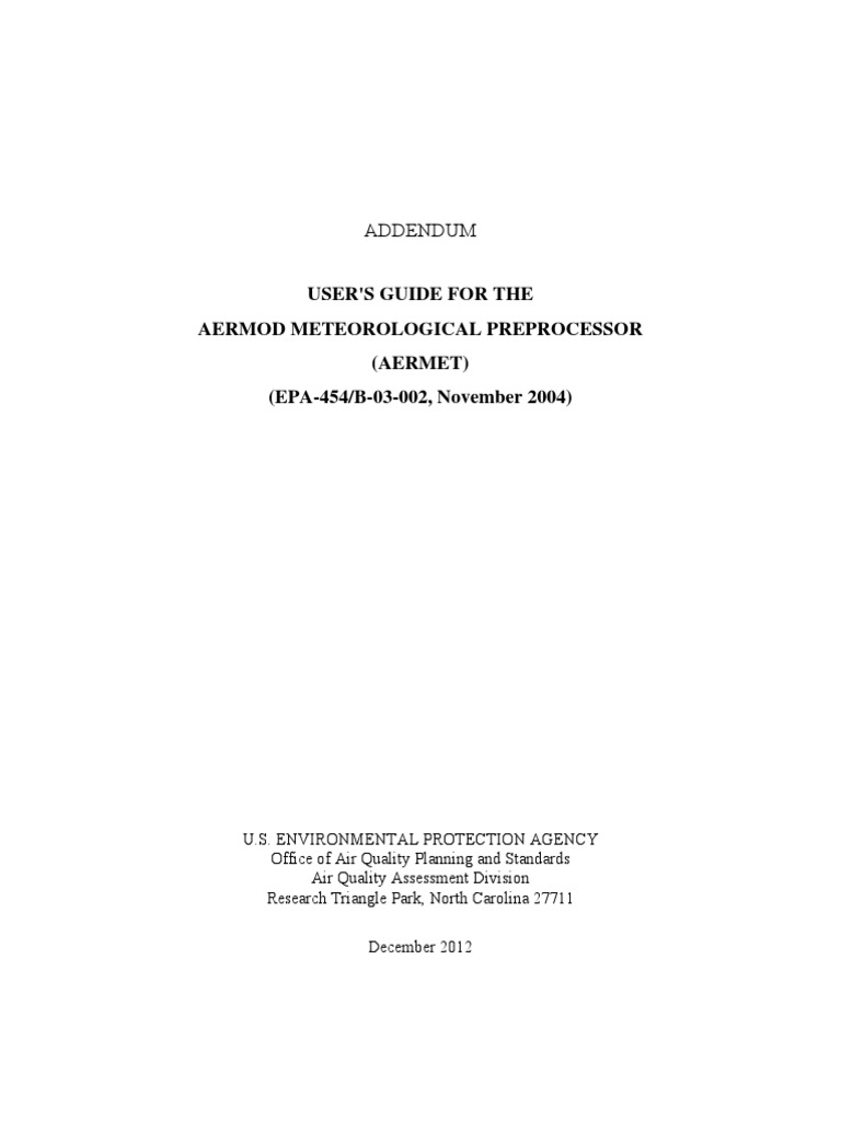 Aermet Userguide Addendum v12345 | PDF | National Weather Service ...