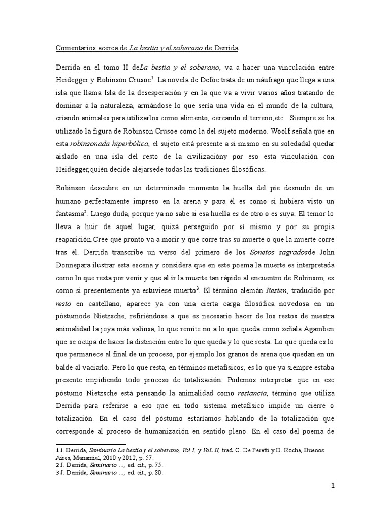 La Bestia y El Soberano - Derrida | PDF | Martin Heidegger | Deconstruccion