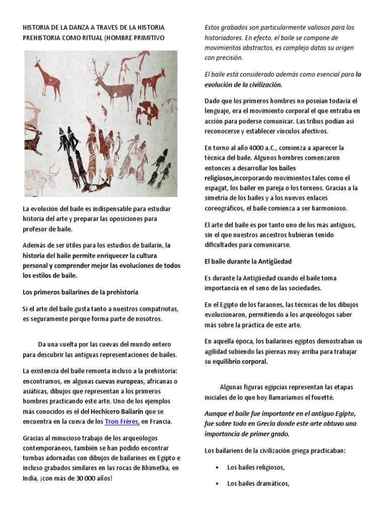 Historia de La Danza a Traves de La Historia Prehistoria Como Ritual ...