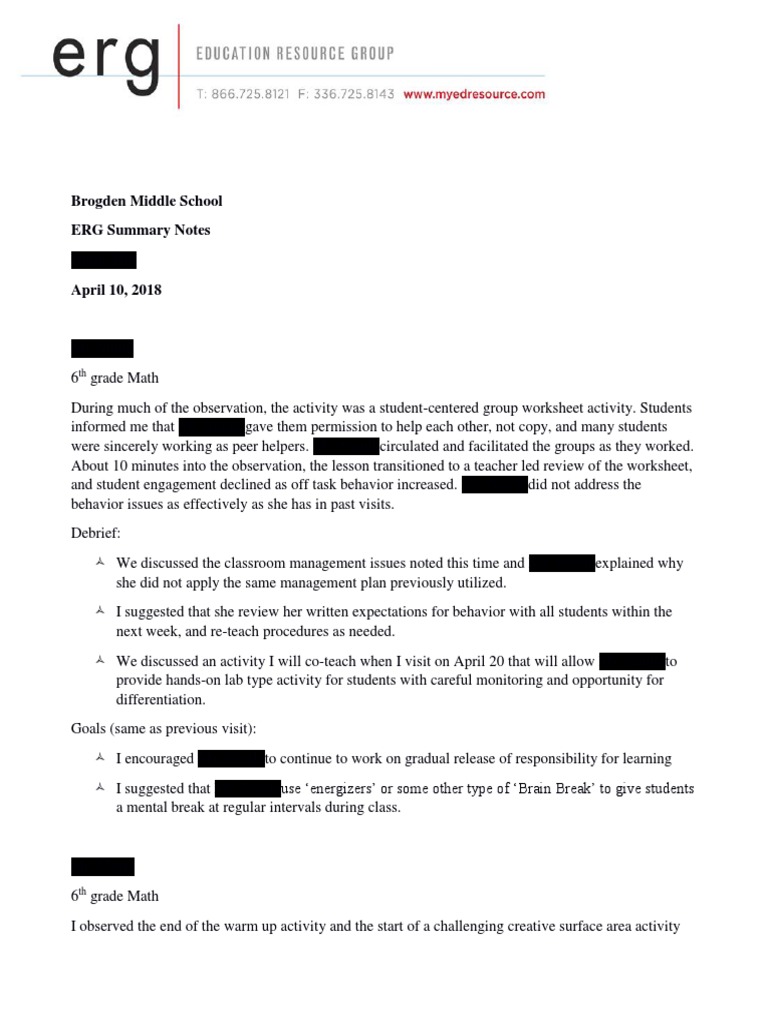 Brogden Middle Schoolsummary | PDF | Classroom Management | Pedagogy