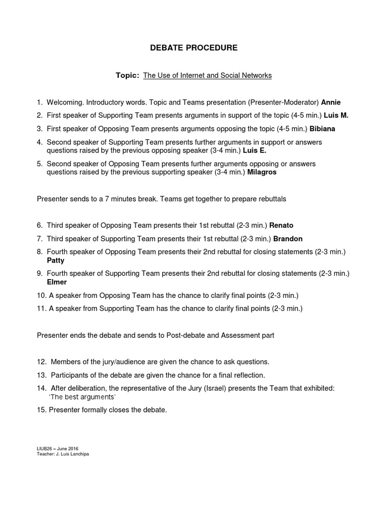 Debate Procedure