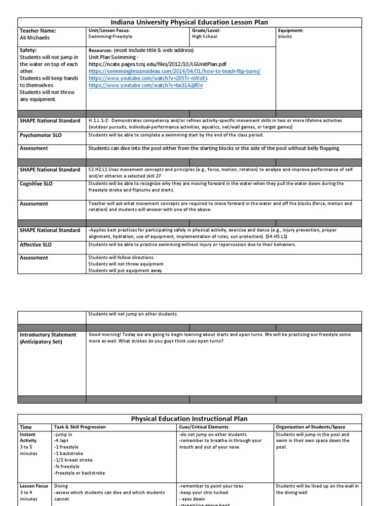 Swimming Lesson 6 | PDF | Diving | Physical Education