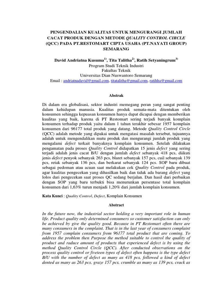 Defect Metode QCC | PDF