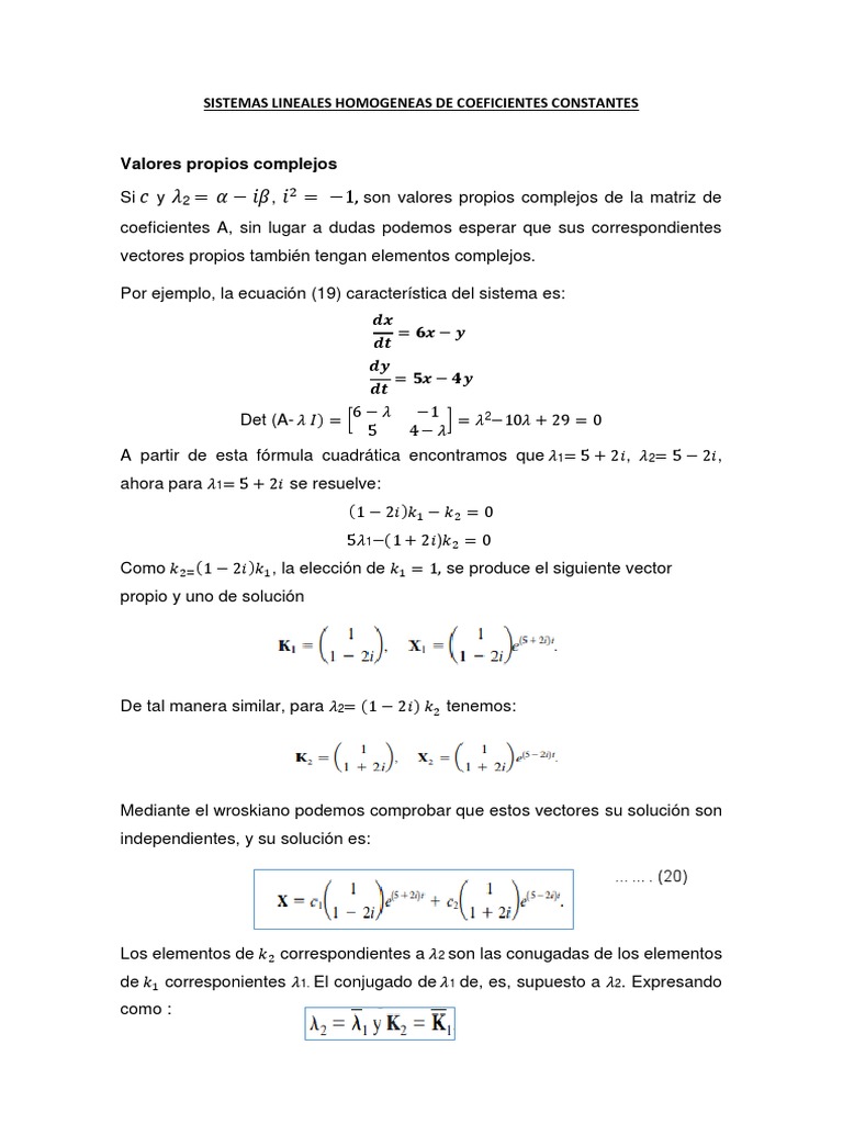 Matrices Complejas | PDF | Valores propios y vectores propios | Número ...