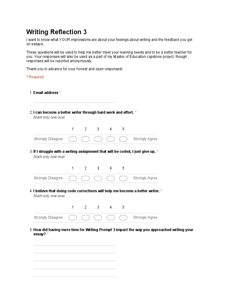 Student Writing Feedback Survey | PDF