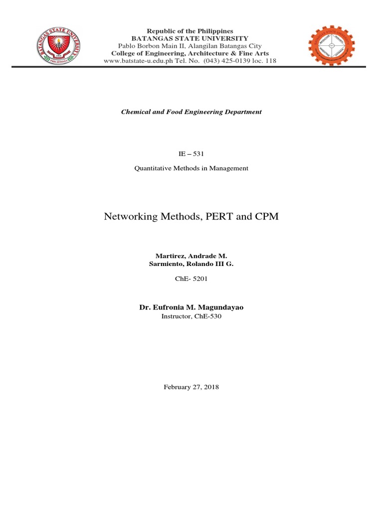 Networking, Pert and CPM | PDF | Applied Mathematics | Analysis