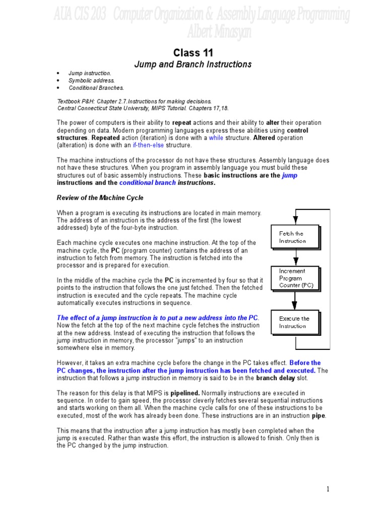 Class 11: Jump and Branch Instructions | Download Free PDF | Assembly ...