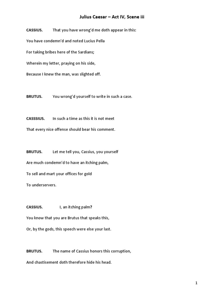 Julius Caesar Scene (IV - Iii) | PDF | Poetry
