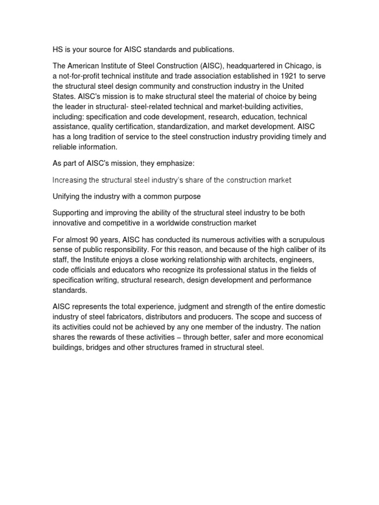 1) AISC Standards and Publications | PDF | Steel | Structural Steel