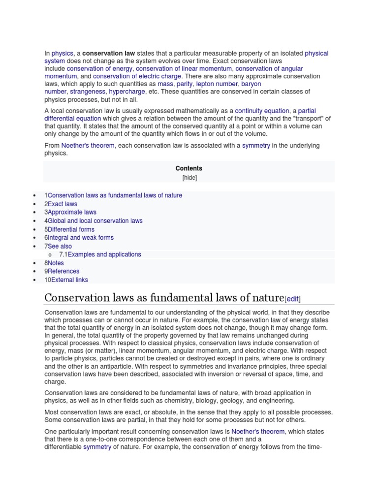Conservation Laws As Fundamental Laws of Nature: (Hide) 1 2 3 4 5 6 7 o ...