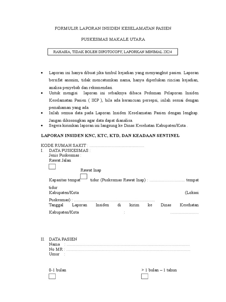 Form Ikp Puskesmas Makale Utara | PDF
