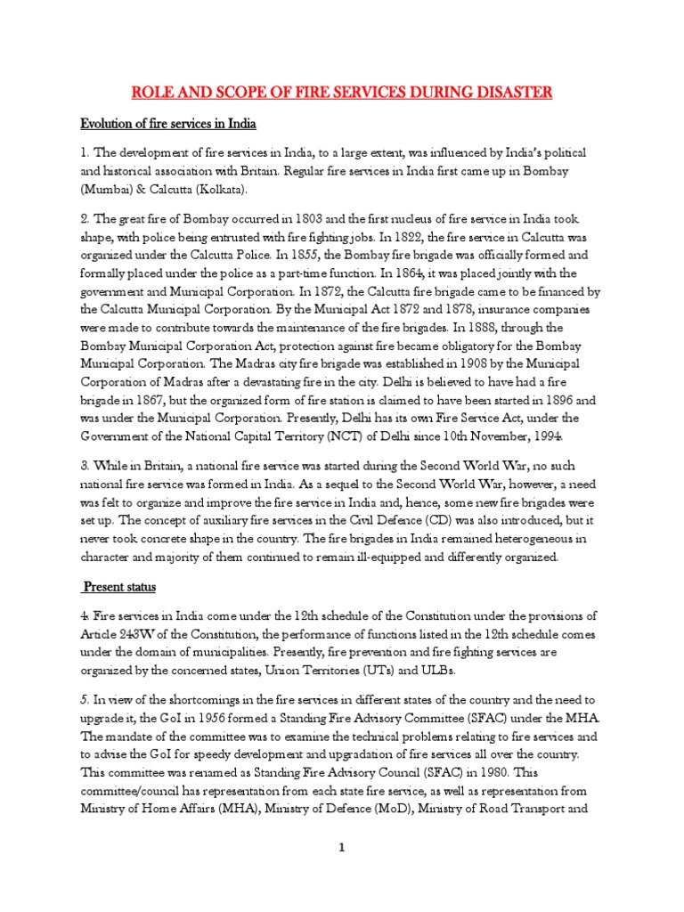 Fire Services in Disaster Management | PDF | Emergency Management ...