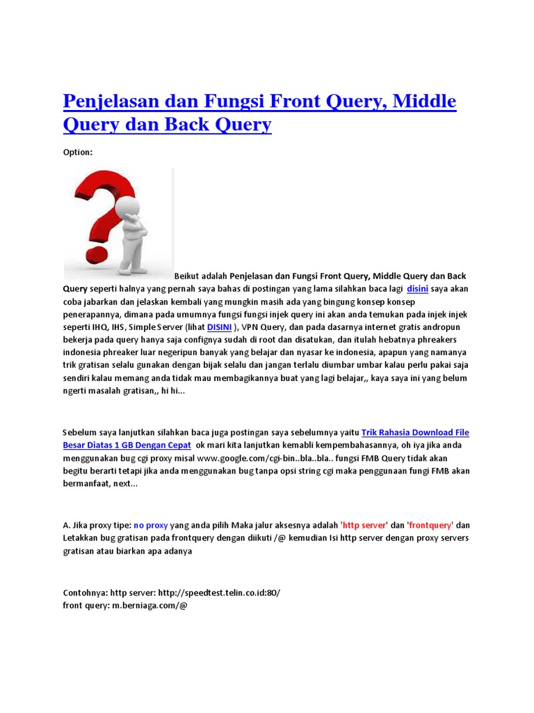 Penjelasan Dan Fungsi Front Query | PDF