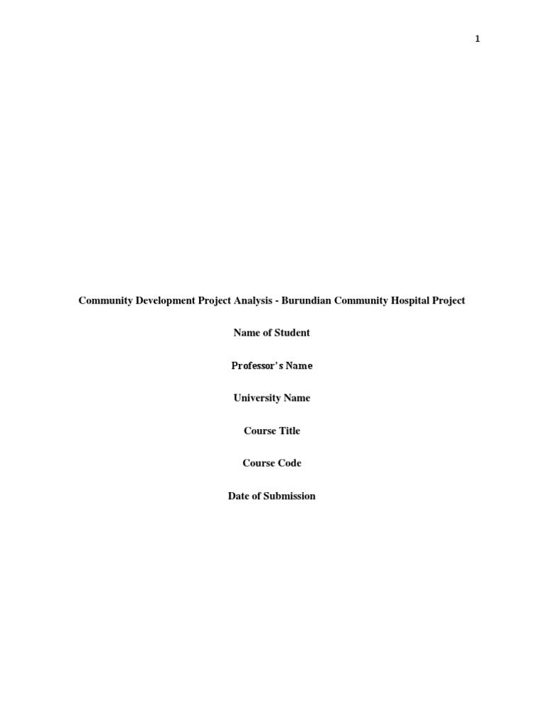 Community Development Project Analysis | PDF | Burundi | Health Care