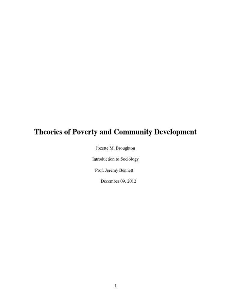 Poverty Theories & Community Programs | PDF | Social Capital | Poverty