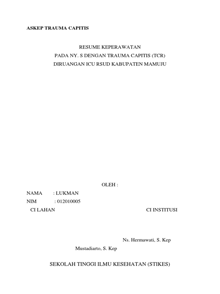 Askep Trauma Capitis | PDF | Sains & Matematika