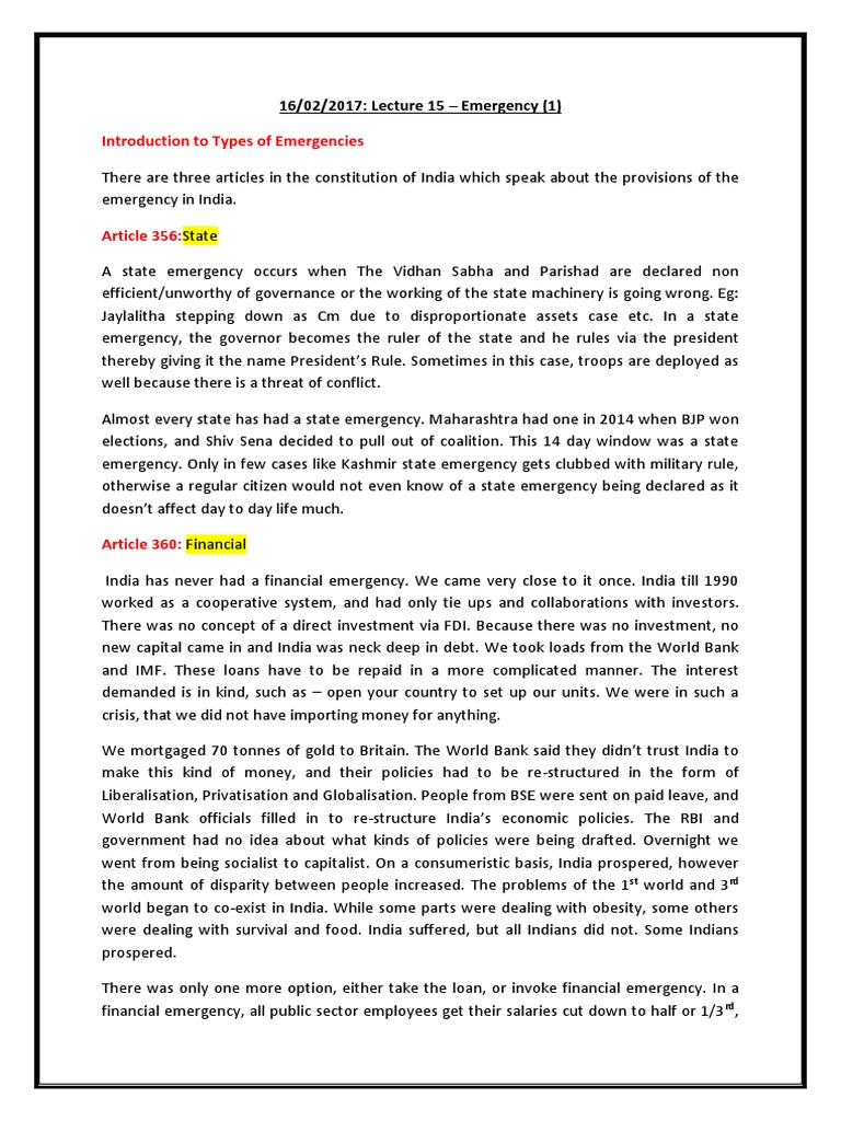 Introduction To Types of Emergencies: 16/02/2017: Lecture 15 ...