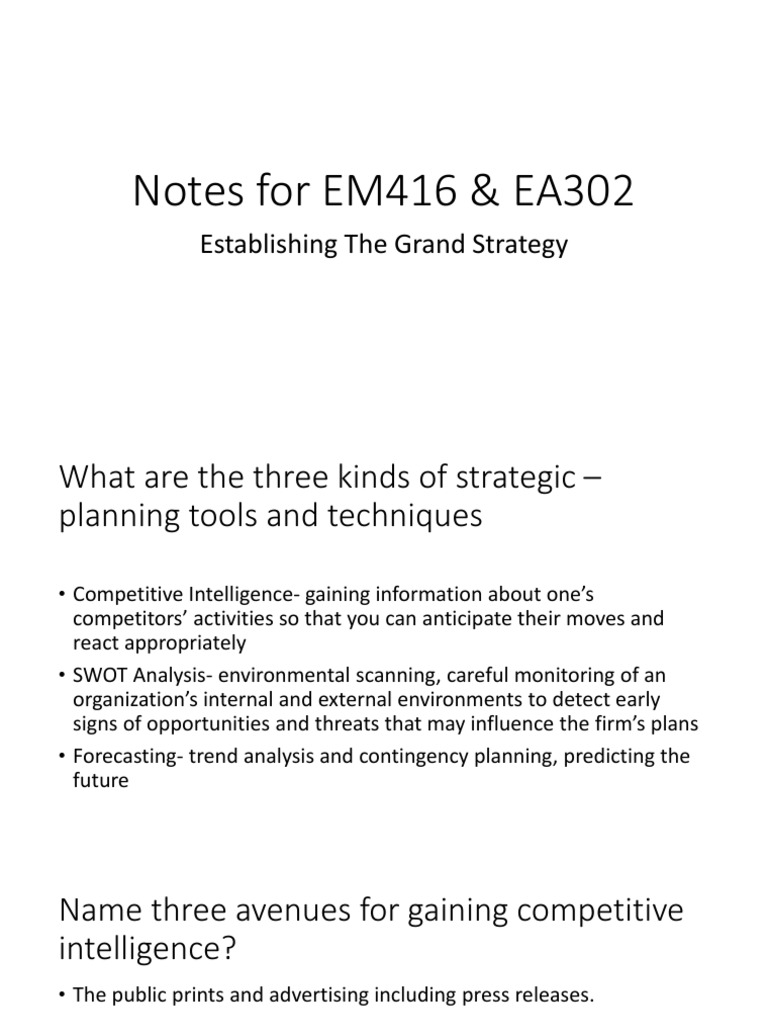 Strategic Planning Tools Overview | PDF